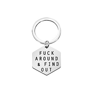 Lywjyb Birdgot Fuck Around and Find Out Funny Feminist Revolution Keychain Justice Resist Gift Steel colored key chain(Fuck Around & Find Out ky)