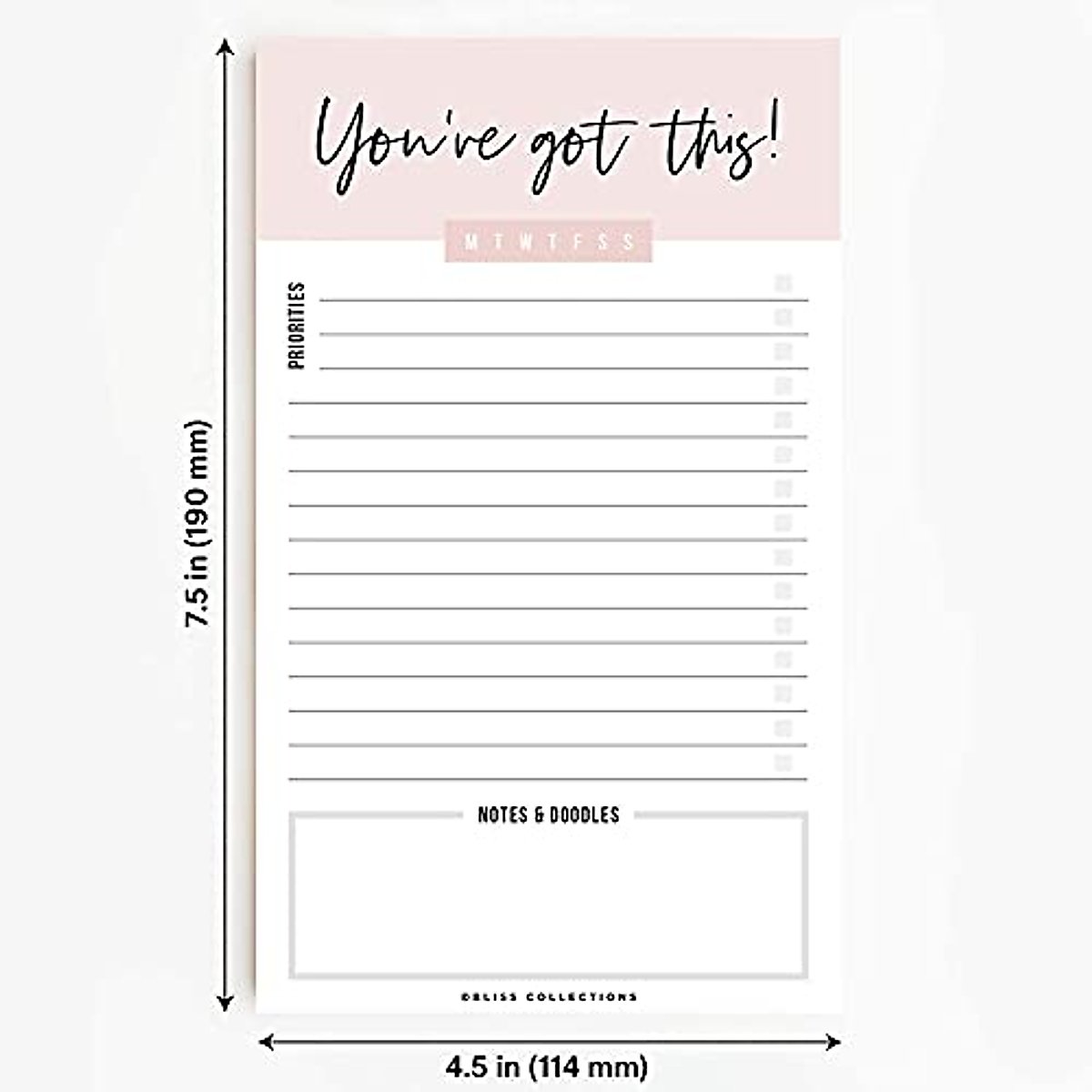 Bliss Collections To Do List Notepad, You've Got This, Magnetic Weekly and Daily Planner for Organizing and Tracking Grocery Lists, Appointments, Reminders, Priorities and Notes, 5"x7" (50 Sheets)