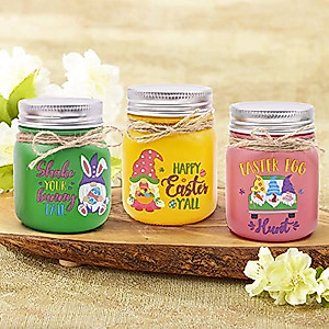 Easter Mini Mason Jar Spring Easter Tiered Tray Decor Easter Bunny Gnome Table Sign Farmhouse Tiered Tray Decor Easter Egg Hunt Rustic Table Decoration for Home Kitchen Tray Counter Gift Idea Set of 3