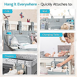 XL Hanging Diaper Caddy Organizer – Reinforced Diaper Stacker for Crib that Keeps Shape – Hanging Diaper Organizer for Changing Table, Playard, Wall & Door – Diaper Holder for Newborn Baby Girl & Boy