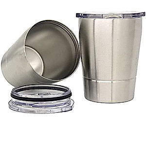 DUOLE 2pcs, Reusable Travel Mug for Kids (Boys/Girls) Adults (Men/Women) Silver Mini Thermal Cup for Boys Girls Men Women with Spill-Free Lid Coffee Cup for Hot & Cold Drinks 8oz/230ml