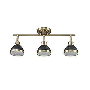 Globe Electric 64000004 22" 3-Light Track Lighting, Matte Brass, Matte Black Shades, Track Ceiling Light, Track Lighting Kit, Vintage, Ceiling Light Fixture, Home Décor, Kitchen, Bulb Not Included
