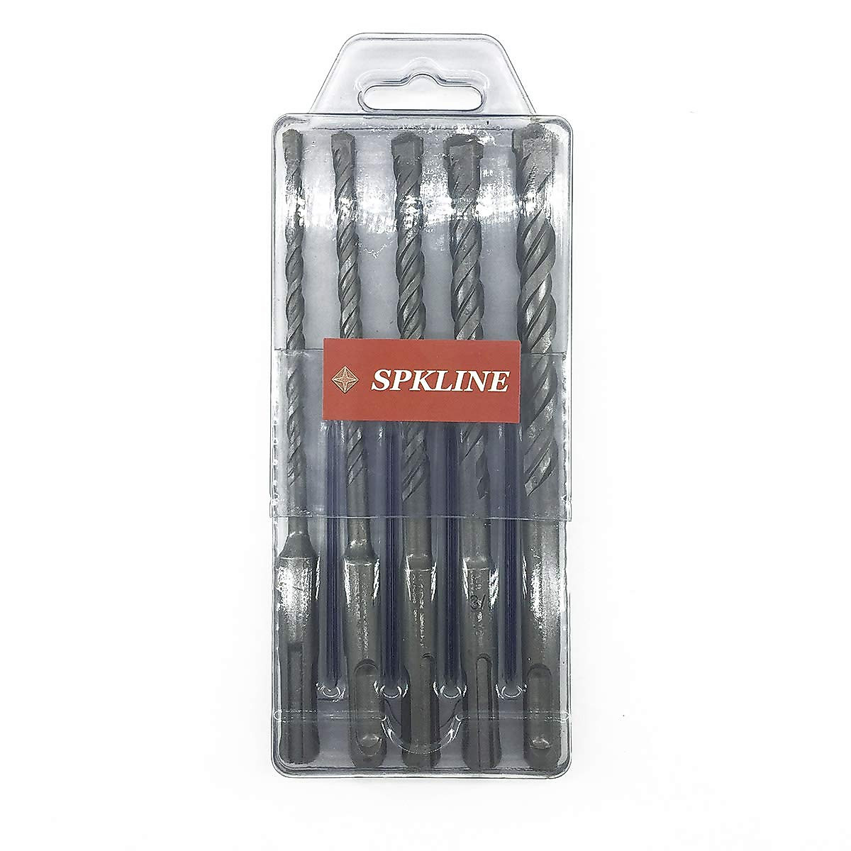 SPKLINE 5 Pcs SDS-Plus Rotary Hammer Drill Bit Set 3/16",1/4",5/16",3/8",1/2" Diameter,Tungsten Carbide Tip SDS+ Impact Drill Bits for Concrete Brick Block Mortar Stone and Other Masonry