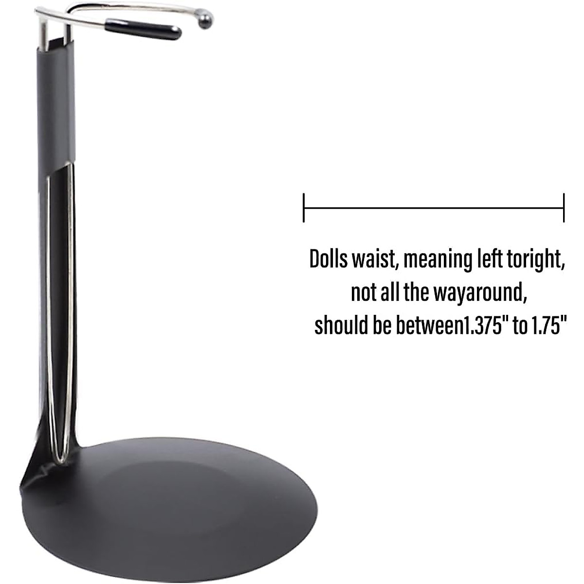 Spircol Black Adjustable Doll Stands Display Holder, fits for 8" to 12" Dolls or Action Figures Shelf, Waist is 2 to 2.5 inches wide, 5.5 to 7 inches around