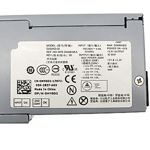 D250AD-00 H250ad-00 250W Power Supply for Dell Optiplex 390 3010 990 790 DT 530s 537s 540s 545s 546s 560s 570s 580s Vostro 200s 220s 230s 400s Studio 540s Slim Desktop DT Systems L250NS-00