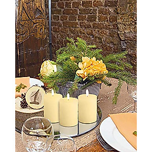 Mottled Pillar Candles by Bask - Set of 8 - 3" x 4" Dripless Unscented Candles in Ivory for Home Decor, Relaxation & All Occasions