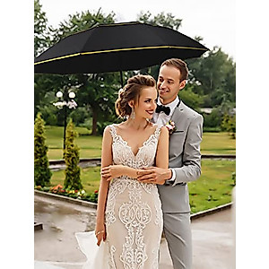 Kalolary 62 Inch Extra Oversize Large Compact Golf Umbrella，Double Canopy Vented Windproof Waterproof Stick Umbrellas for women & men