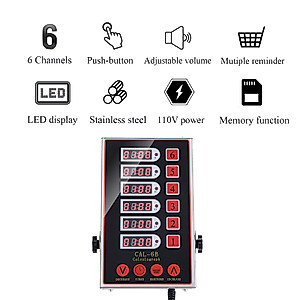 S2SQURE 6-Channel Professional Kitchen Timer Commercial Timers for Restaurant Food Cooking Fryer Bakery Food Truck Stainless Steel Loud Alarm LED