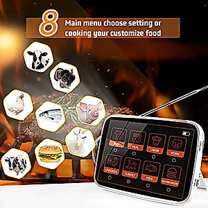 Digital Meat Thermometer for Cooking,2022 Upgraded Touchscreen LCD Large Display Instant Read Food Thermometer with Backlight,Long Probe,Kitchen Timer,Cooking Thermometer for Oven