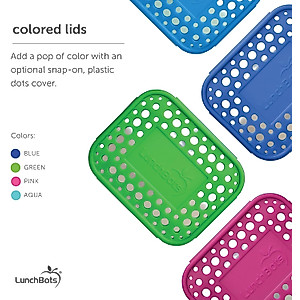 LunchBots Medium Uno Stainless Steel Sandwich Container - Open Design for Wraps - Salads or a Small Meal - Eco-Friendly - Dishwasher Safe and BPA-Free - Green Dots