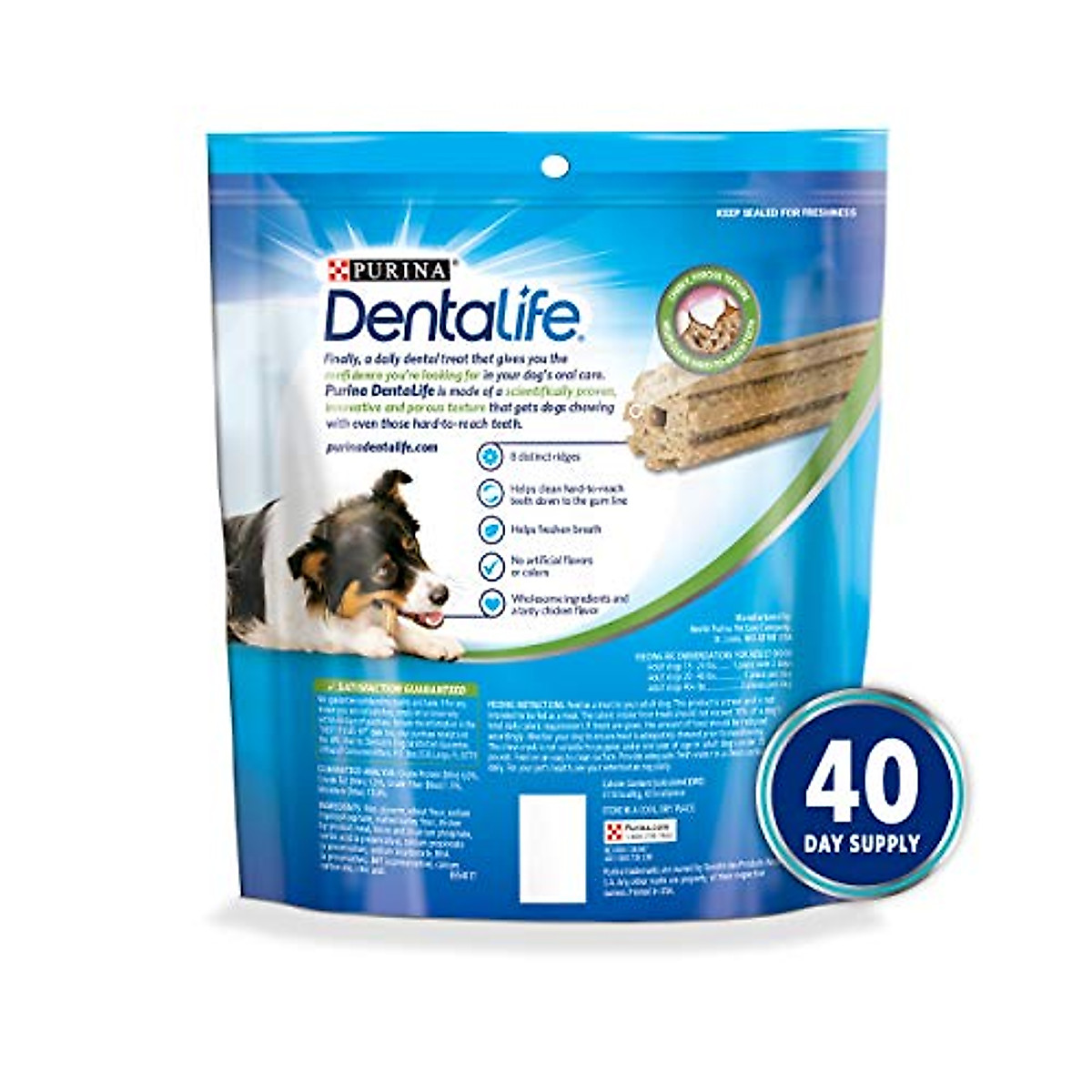 Purina DentaLife Made in USA Facilities Small/Medium Dog Dental Chews, Daily - 40 ct. Pouch