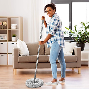 Dust Mop, Wall Cleaner Mop, with Hight Adjustable Handle and 1 Washable Mops Pad, Wet & Dry Floor Cleaning Mop for Hardwood, Tiles, Laminate, Vinyl - Dust Broom (Grey)