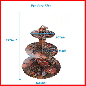 Race Car Cupcake Stand 3 Tier Red Car Theme Cake Stand Party Decoration,Racing Truck Party Cupcake Tower Boy Baby Shower Happy Birthday Supplies