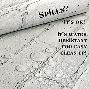 Brick Wallpaper Peel and Stick - White/Gray, 32.8 ft x 1.5 ft - 3D Faux Brick Wallpaper for Textured Wall, Removable Wallpaper for Indoor & Outdoor Use Waterproof- Ideal for Bedroom Accent Wall Décor