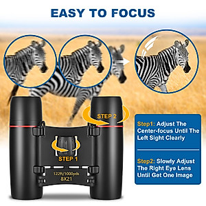 AHFLRITO Compact Binoculars, Lightweight Foldable Small Binoculars for Adults and Kids, Portable Waterproof for Bird Watching, Traveling, Theater, Opera, Concert, Hiking, Sightseeing