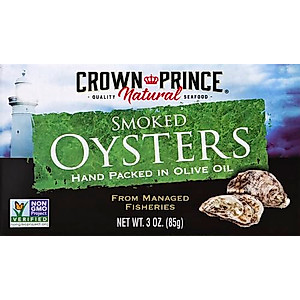 Crown Prince Natural Smoked Oysters in Pure Olive Oil, 3 Ounce