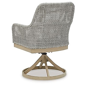 Signature Design by Ashley Seton Creek Outdoor Swivel Dining Chair, Set of 2, 25" W x 26" D x 36" H, Light Brown & Light Gray