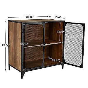 YOLENY Industrial Storage Cabinet, Storage Sideboard with Metal Mesh Door,Buffet Entryway Cabinet for Home,Kitchen, Dining Room