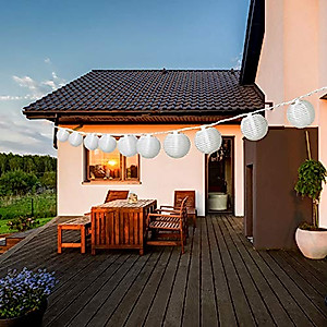 TIGOMOOV Lantern String Lights Plug in, Outdoor Lantern Lights String 9.83FT Pack of 10 Nylon Lantern String Lights for Patio,White Lights String for Bedroom(Lanterns Need Simple Assembly)