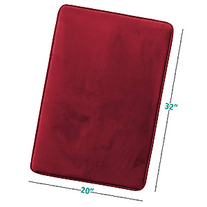 Clara Clark Bathroom Rugs, Velvet Memory Foam Bath Mat, Non-Slip, Machine Washable Bath Rugs - Dries Quickly, Ultra Soft Plush Bath Mats for Bathroom, 20 x 32, Burgundy Red