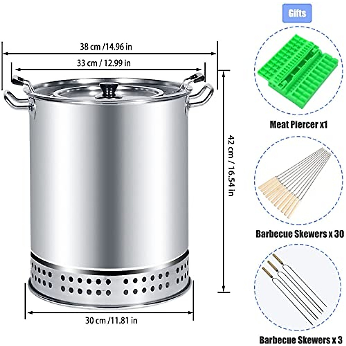 ZHAIHUA Charcoal Grill, Portable Contact Grill, 360-degree Heating Small Smokeless Outdoor Vertical Grill, Stainless Steel Hanging Grill, Multifunctional Oil-Charcoal Separation Cooking Tool., Silver