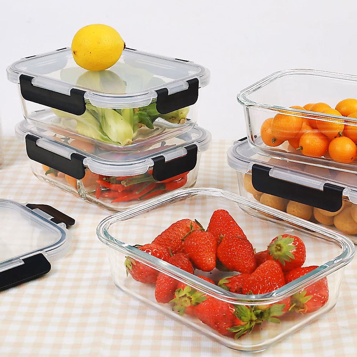 DAS TRUST 3 Pack 36oz Glass Food Storage Containers Meal Prep Containers Reusable Fridge Organizers Lunch Container for Adults Food Storage Containers with Lids Airtight Pizza Salad Storage Container