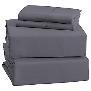 IR Imperial Rooms Grey Full Size Bed Sheets - 4 Pcs Luxury Sheets & Pillowcases for Spa, Hotels, Guest Bedroom & Airbnbs - Brushed Microfiber Full Size Sheets