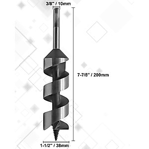 PHITUODA 1-1/2" x 8" Wood Auger Drill Bit with 3/8 Inch Hex Shank, Perfect for Soft & Hard Wood, Plastic, Drywall, PVC
