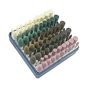 Carving Expert 100 Pcs Polishing Grinding Bits, 1/8 Inch Shank Wool/Sesame/Rubber/Cowhide/Abrasive Stone Grinding Tools