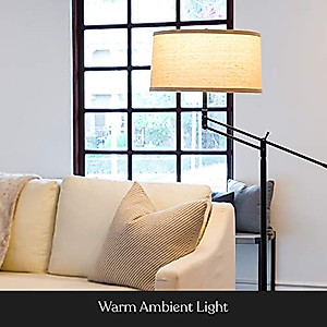 Brightech Ava Mid-Century Modern Standing Lamp, Industrial Lamp for Living Rooms & Bedrooms, Height-Adjustable LED Floor Lamp, Tall Lamp for Offices, Great Living Room Décor