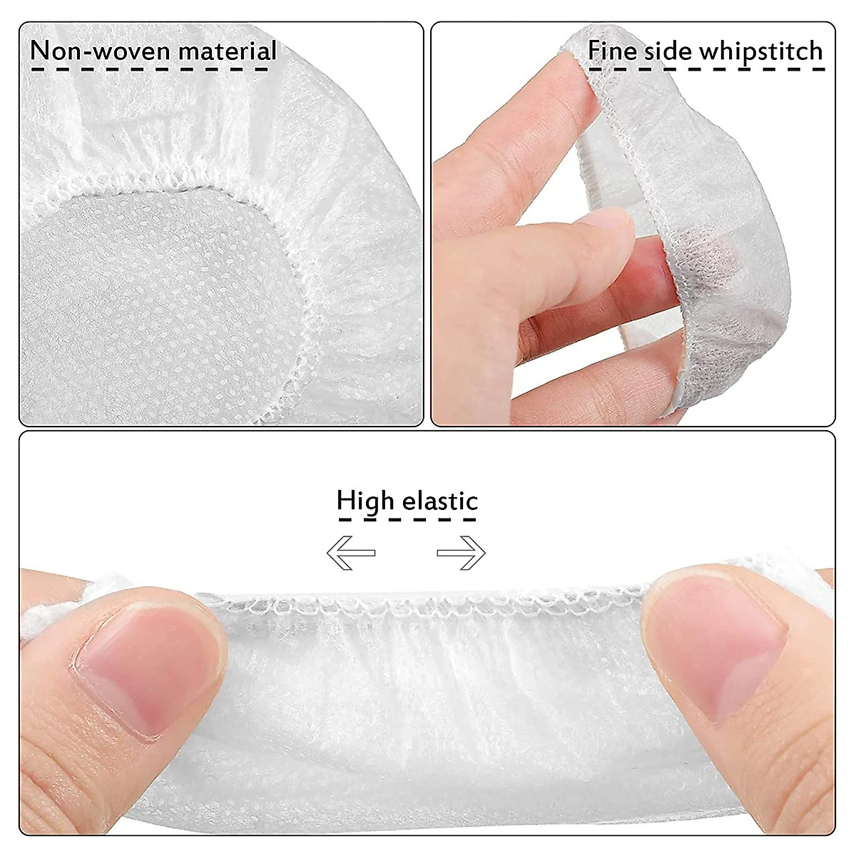 100Pcs White Non-Woven Sanitary Headphone Ear Cover, Disposable Super Stretch Covers Washable, for Most On Ear Headphones with 6~8.5cm Earpads (M - 9cm)
