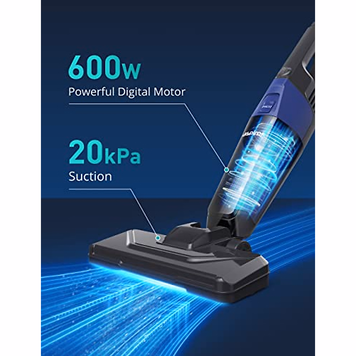 Aspiron Stick Vacuum Cleaner, Small Vacuum Cleaner with 20kPa Powerful Suction & 0.88QT Dust Cup and 32ft Power Cord, 5-in-1 Handheld Lightweight Bagless Vacuum Cleaner Carpet and Floor for Pet