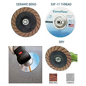 Concrete Grinding Cup Wheel 7" Ceramic Diamond Cup Wheel for Floor Grinding, Fits 5/8"-11 Arbor Angle Grinder, 200# Medium