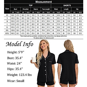 SWOMOG Womens Button Down Pajamas Set Short Sleeve Sleepwear Bride Soft Pj Lounge Sets XS-3XL Black XX-Large