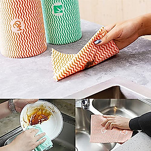 KitchLife Reusable Bamboo Paper Towels with Oil-Water Separation Technology, 1 Roll = 10 Months Supply - Washable and Recycled Paper Rollss, Eco Friendly Gift, Jungle Green