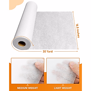 PLANTIONAL Light Weight White Iron-On Non-Woven Fusible Interfacing: 16.5" x 30yd Light Weight Non-Woven Interfacing Iron On Polyester Single-Sided Interfacing for DIY Crafts Supplies