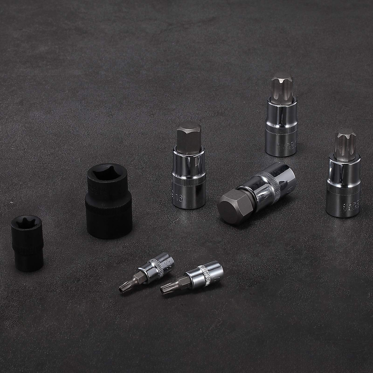 RIMKOLO 92-Piece Allen and Torx Bit Socket Set, 1/4" 3/8" and 1/2" Drive Torx/Tamper Proof Torx/Hex SAE & Metric Bit Set