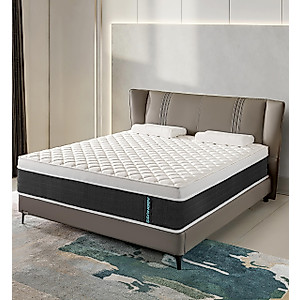 ADDNUSS Queen Size Mattress,14 Inch Gel Memory Foam and Innerspring Hybrid Queen Mattress in a Box for Pressure Relief,Medium Plush,Motion Isolation,CertiPUR-US.