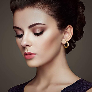 Turandoss Gold Hoop Earrings, 14K Gold Plated Lightweight Chunky Open Hoops for Women, 25mm Diameter, Nickel Free, Hypoallergenic