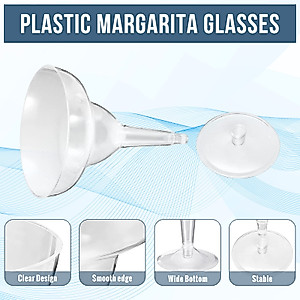 72 Pcs Plastic Margarita Glasses 8 oz Plastic Margarita Cups Mexican Theme Plastic Cocktail Glasses Shatterproof Disposable Cups Cocktail Cups for Cinco De Mayo Fiesta