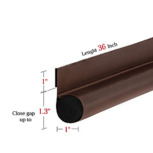 deeTOOL MAN Door Draft Stopper 36" : One Sided Door Insulator with Hook and Loop Self Adhesive Tape Seal Fits to Bottom of Door/Under Door Draft Stopper (Brown)