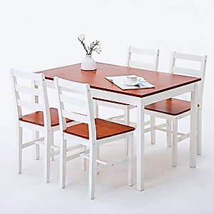 5-Piece Dining Table Set, Kitchen Dinner Table and 4 Chairs