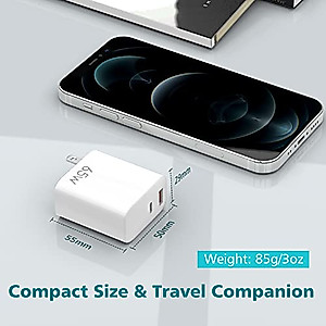 USB C Charger PPS, GaN 65W 2 Ports USB C Wall Charger Adapter for MacBook Pro, Air, iPad Pro, Air, Mini, iPhone 13, 12, Samsung Galaxy S22 S21 Ultra, Note 10 Plus, Google Pixel 6, 6 Pro