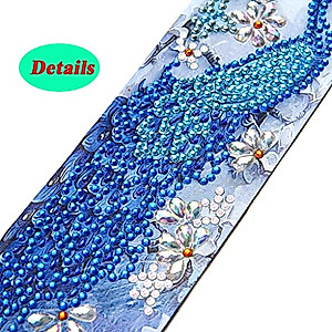 2 Pcs Diamond Painting Tassels Bookmarks Art 5D DIY Rose & Peacock Gem Dotz Rhinestone Kits Leather Bookmark for Graduation Anniversary Birthday Christmas Kids Adults Beginners