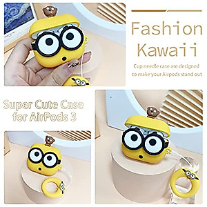 FREEOL Cute Anime Big Eyes Bob Airpods 3rd generation(2021)Case, 7 in 1 Airpods 3 Silicone Accessories Protective Cover, 3D Fashion Fun Cartoon Character Design Airpods Skin for Girls Women Kids Teens