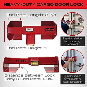 Equipment Lock HDCDL Combination Version - Steel Heavy Duty Cargo Door Lock - Truck Accessories & Storage - Maximum Security Door Padlock - For Semi Trailer Trucks & Containers - Red