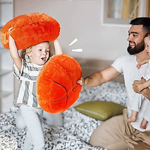 Jetec 2 Pcs Basketball Pillow Fluffy Soft Throw Cute Basketball Shaped Sports Decoration Round Plush Sport Theme Cushion Stuffed Pillow for Bedroom Decoration