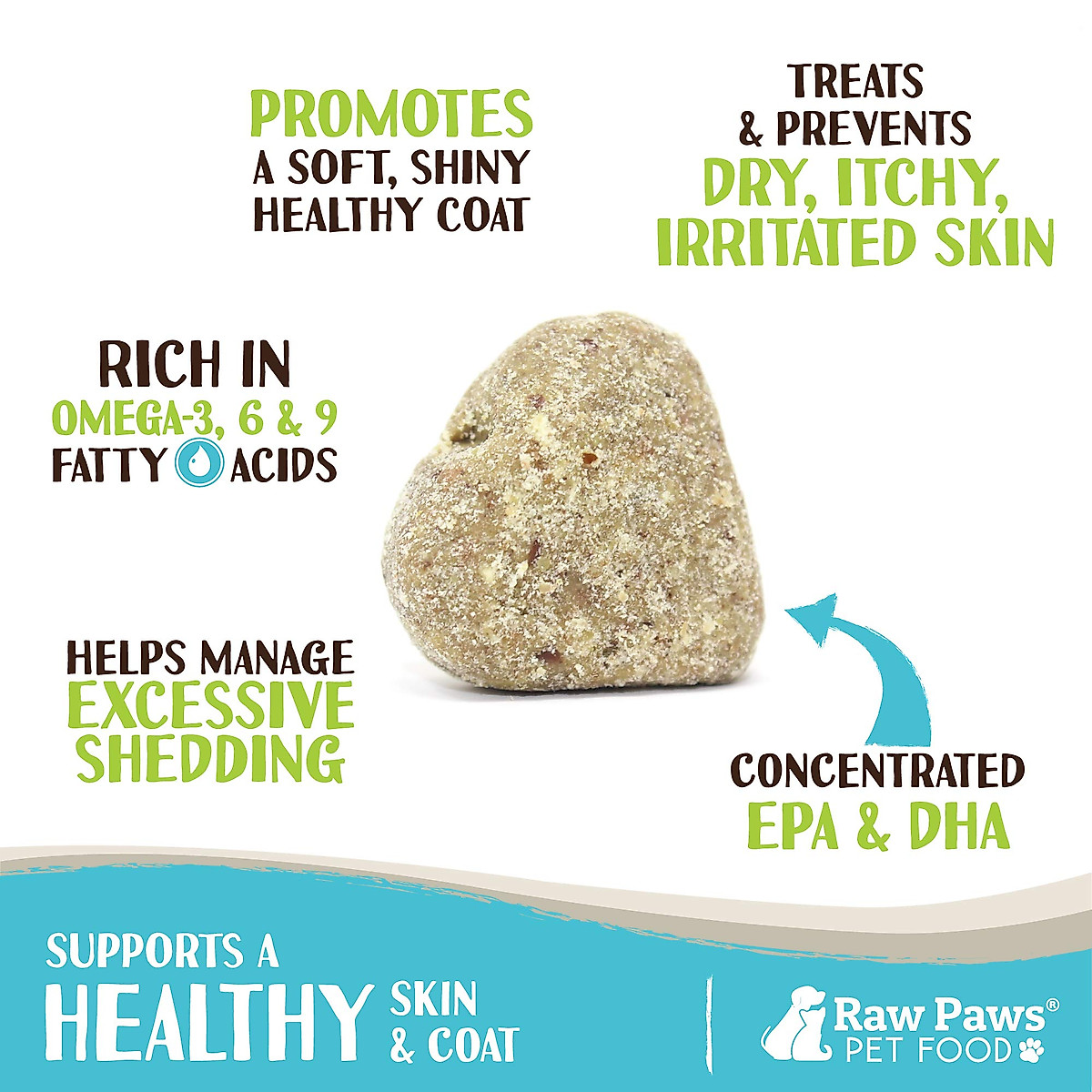 Raw Paws Skin & Coat Treats for Dogs, 10-oz/100-ct - USA Made - Coconut & Salmon Omega 3 Dog Treats, Soft Skin Chews - Dry Skin Dog Treats Support Healthy Dog Coat - Skin and Coat Supplement for Dogs