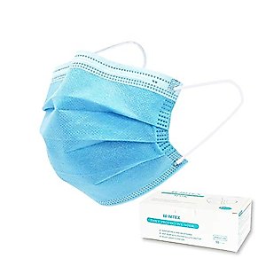 T·IMTEX Disposable Protective Face Mask, Breathable 3 Ply Masks with Earloops，with Melt-Blown Cloth (Blue 50pcs)