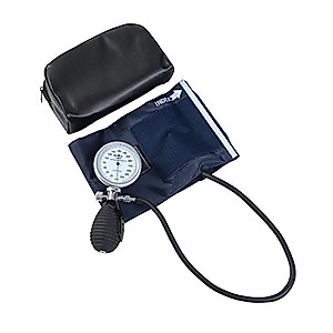 MABIS Caliber Series One Handed Manual Blood Pressure Cuff, Blood Pressure Sphygmomanometer, Adult Blood Pressure Cuff, Blue